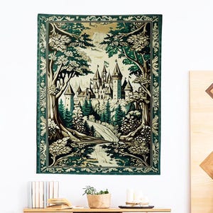Medieval Castle Woodland Forest Tapestry, Forestcore Dark Academia ...