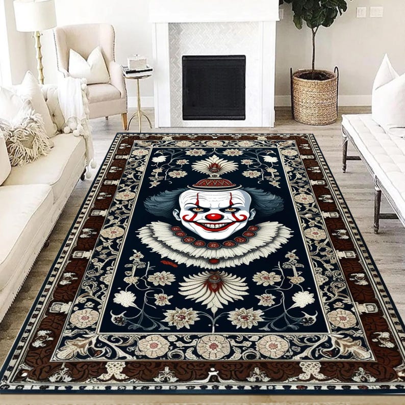 Clown Rug for Gothic Decor, Goth Clown Rug for Halloween Decor ...