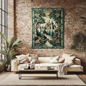 Medieval Castle Woodland Forest Tapestry, Forestcore Dark Academia ...