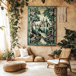 Medieval Castle Woodland Forest Tapestry, Forestcore Dark Academia ...