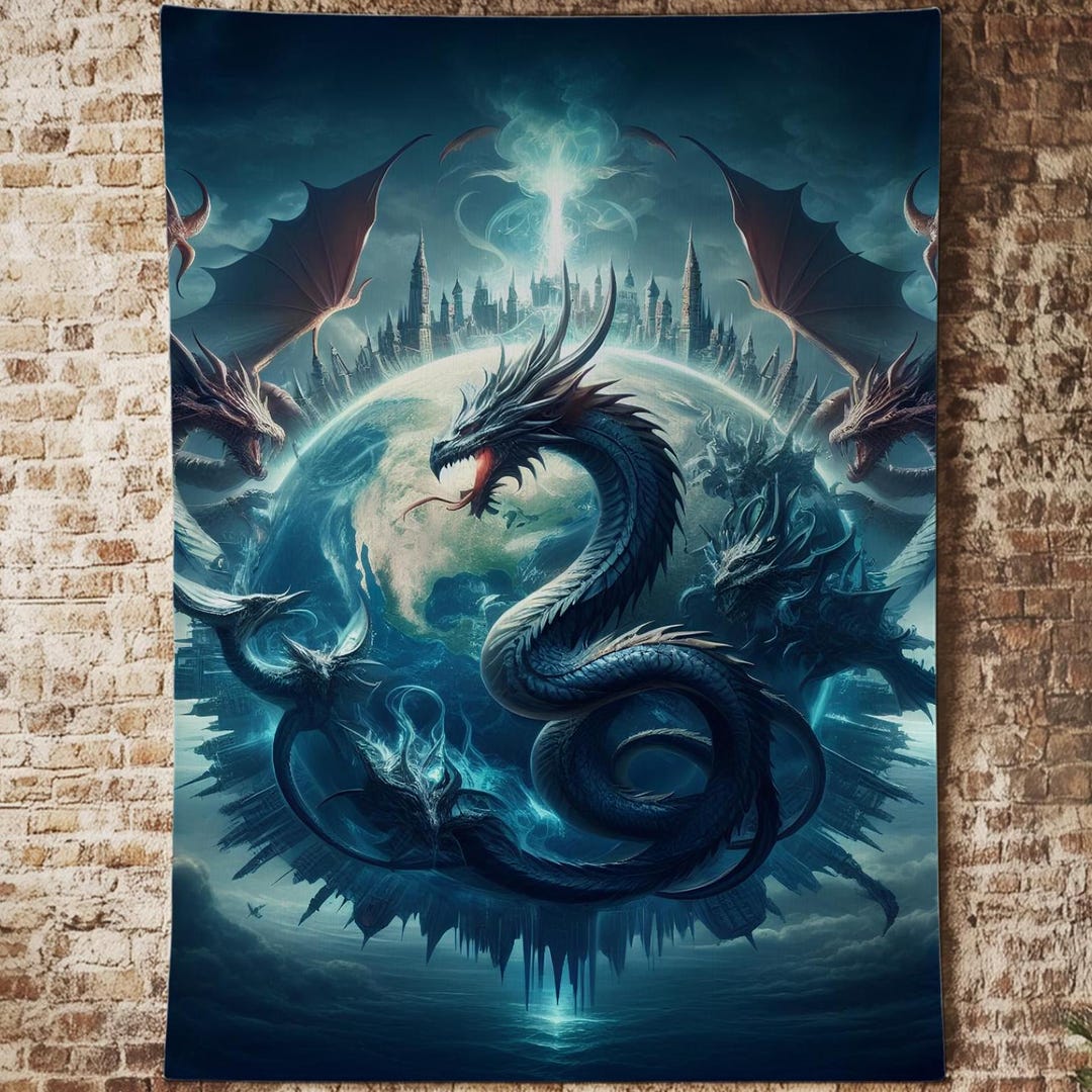 Enchanting Blue Dragon Japanese Anime Wall Tapestry Enhance Your Space ...