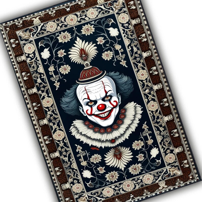 Clown Rug for Gothic Decor, Goth Clown Rug for Halloween Decor ...