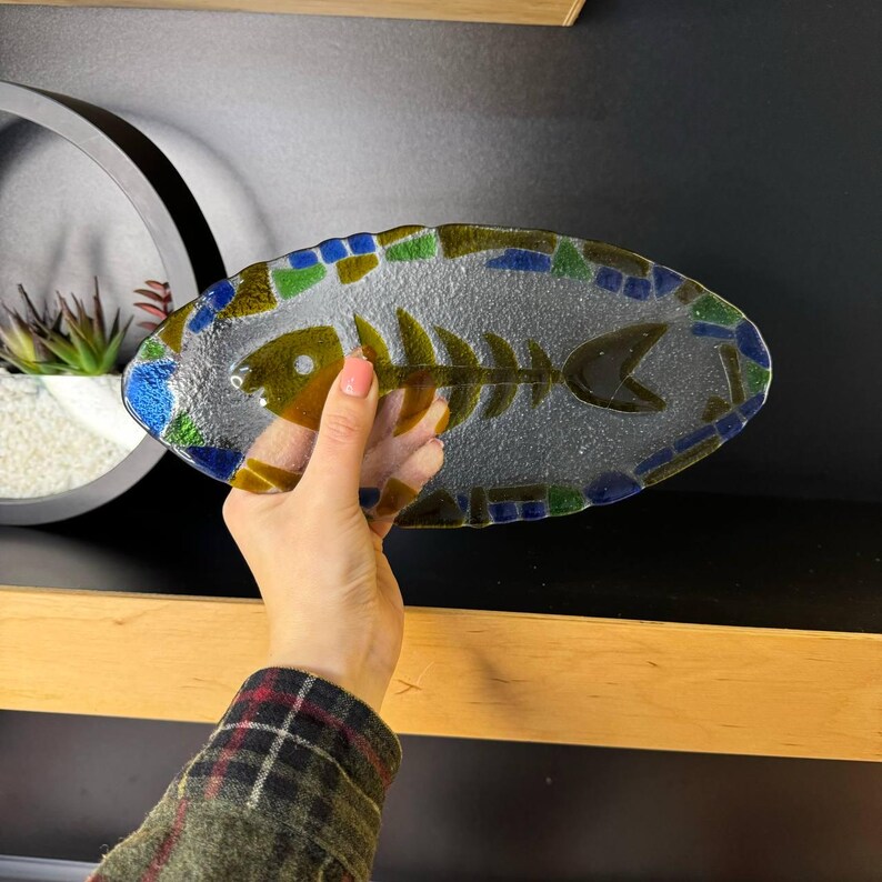 Fish Plate Fused Recycled Glass Fish Shaped Dish Bowl With Colourful ...