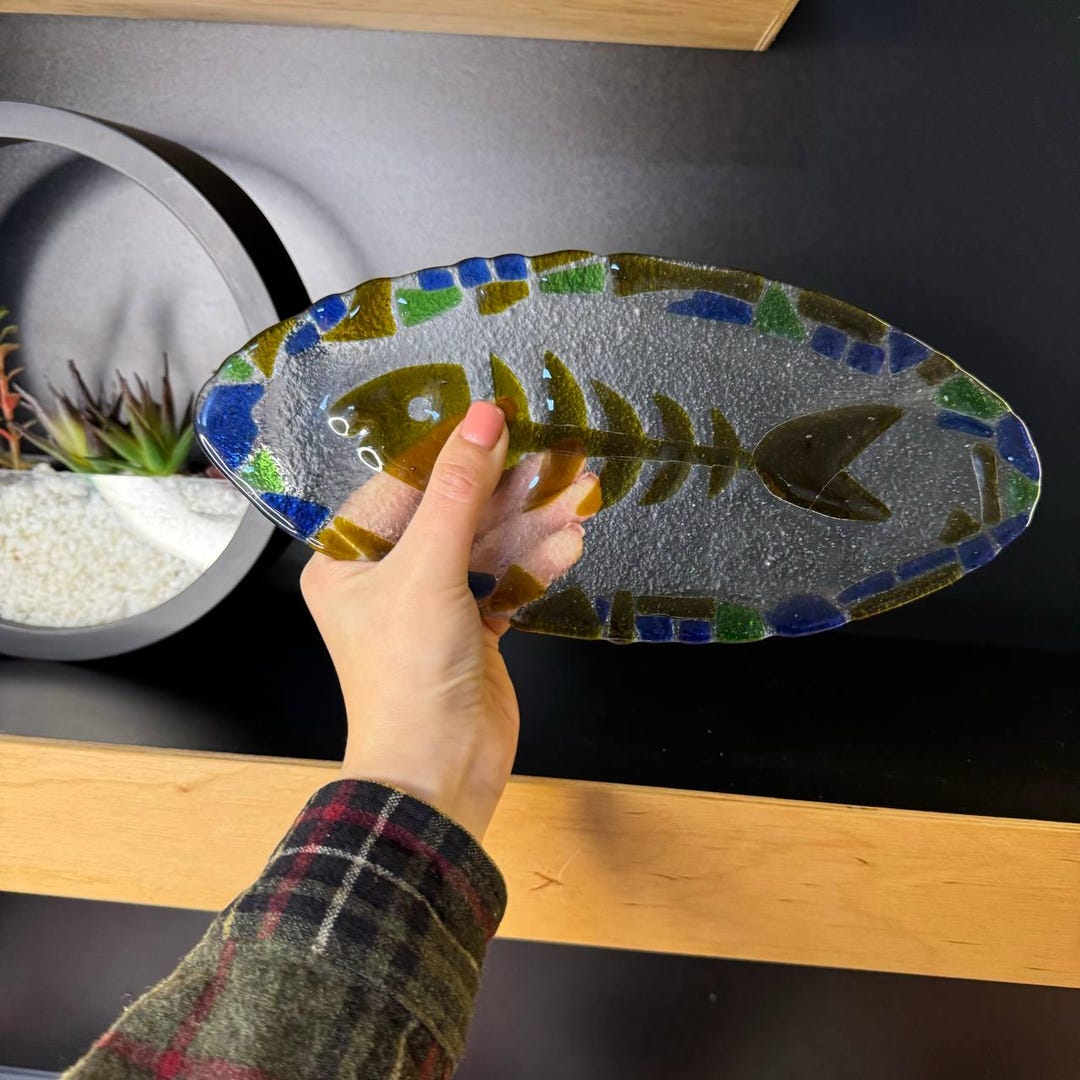 Fish Plate Fused Recycled Glass Fish Shaped Dish Bowl With Colourful ...