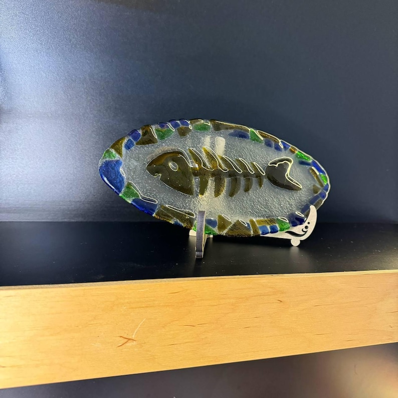 Fish Plate Fused Recycled Glass Fish Shaped Dish Bowl With Colourful ...