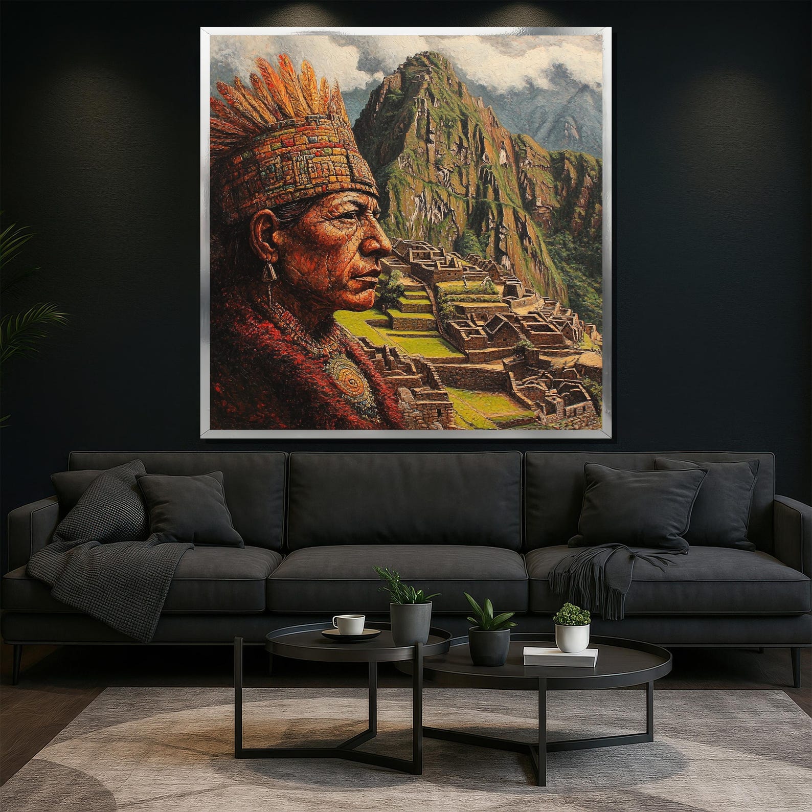 Inca Chief and Machu Picchu Canvas Art, Andean Civilization Wall Print ...