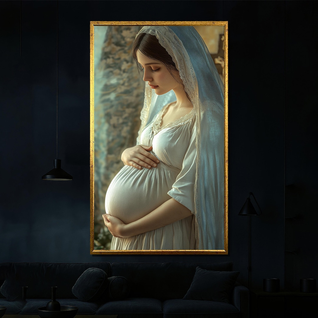 Pregnant Virgin Mary Wall Art Print | Mother of Jesus Sacred Canvas ...
