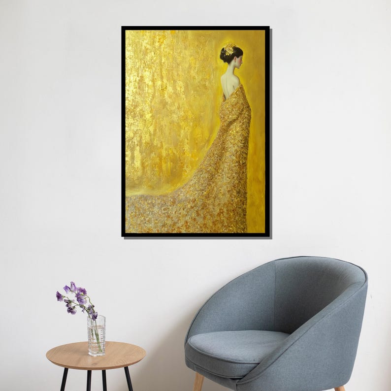 Gustav Klimt Gold Lady Portrait Canvas Painting – Elegant Wall Art With ...
