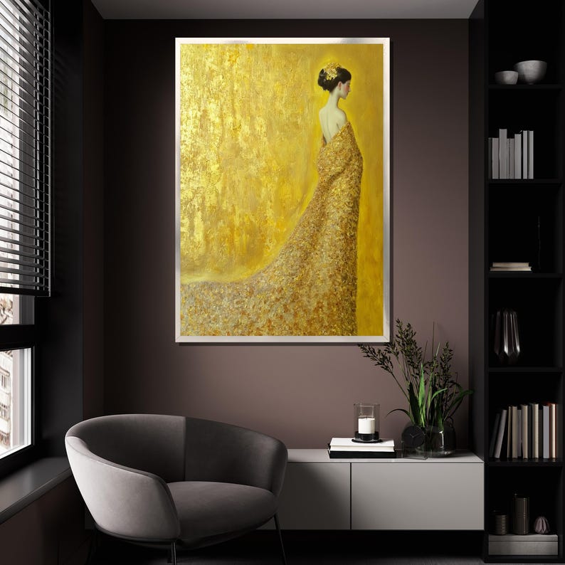 Gustav Klimt Gold Lady Portrait Canvas Painting – Elegant Wall Art With ...