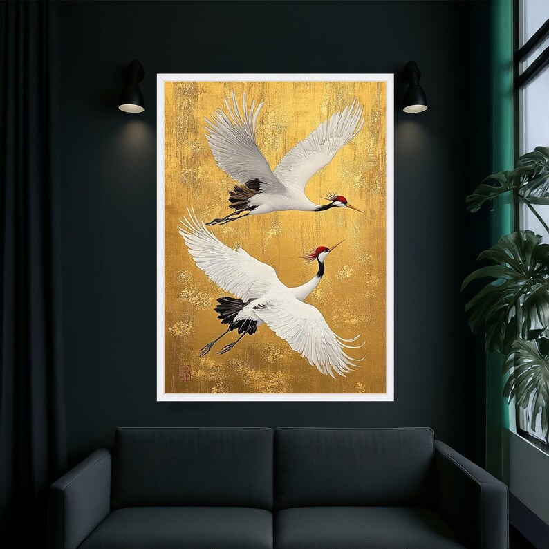 Elegant Flying Cranes Canvas Art, Asian Bird Wildlife Decoration - Etsy UK