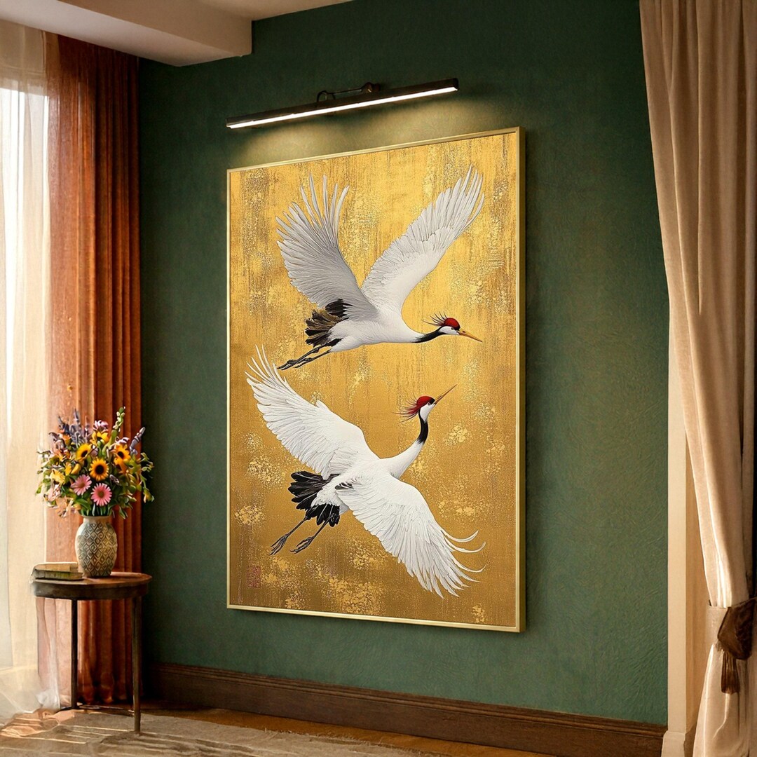 Elegant Flying Cranes Canvas Art, Asian Bird Wildlife Decoration - Etsy UK