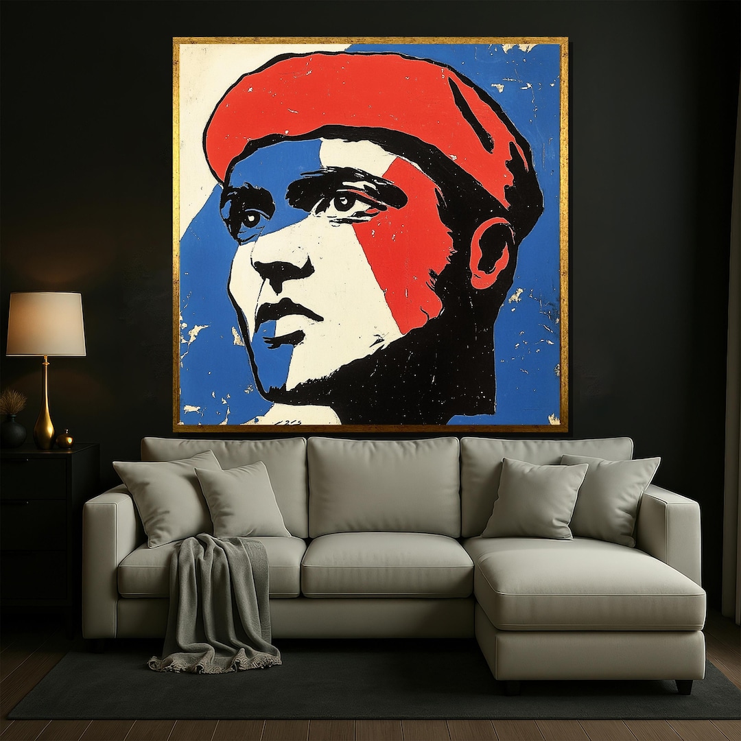 Modern Pop Art Heroic Portrait Canvas Painting Bold Graphic Wall Art in ...