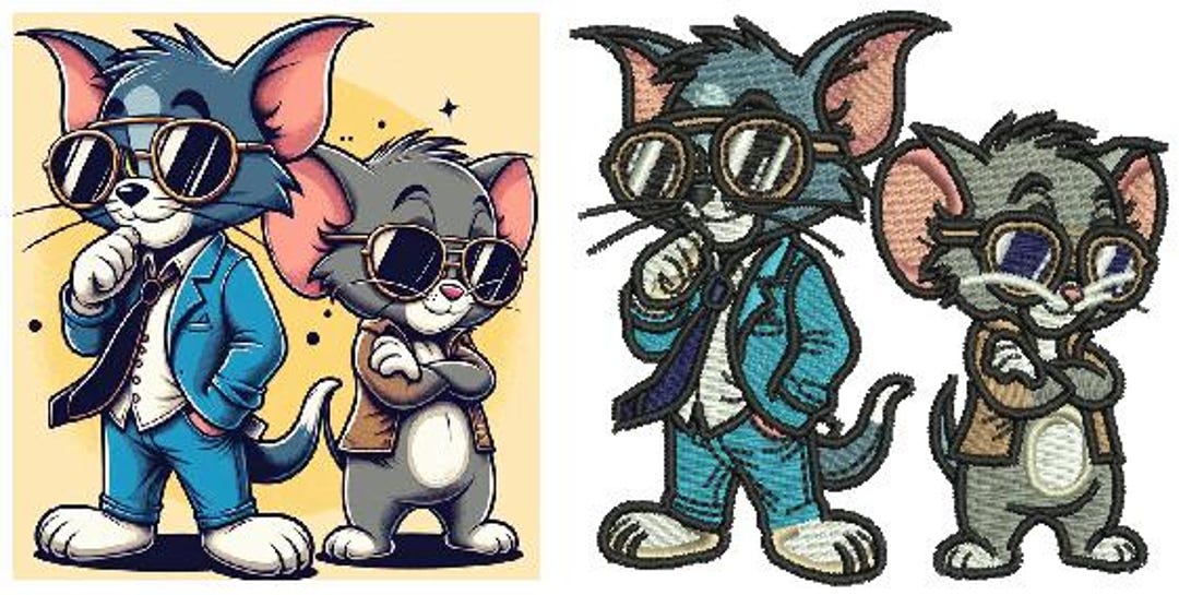 Embroidery Tom and Jerry Design for Shirts, Hoodies, Bags, Caps, Kids ...