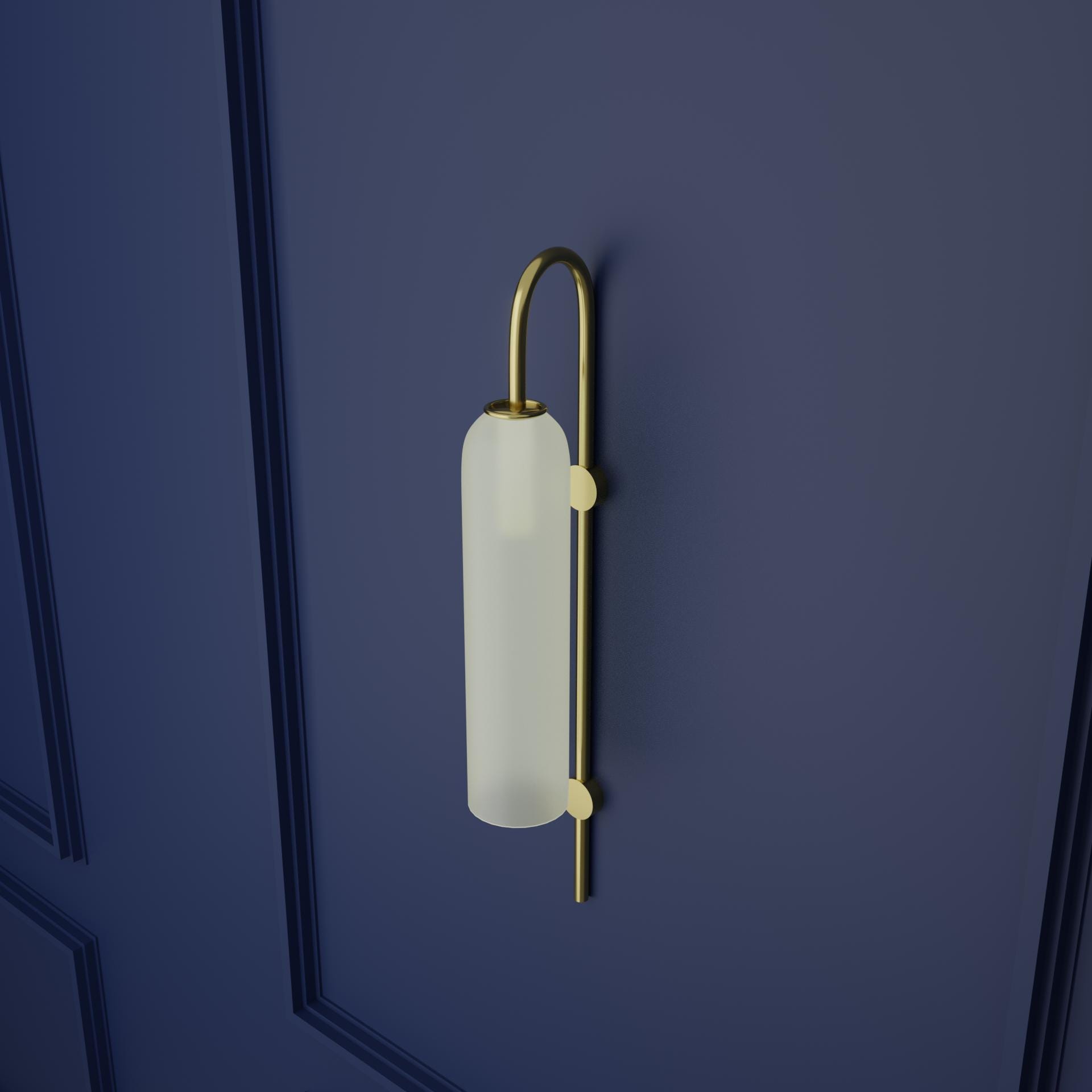 Art Deco Wall Sconce Light: Gold Stainless, Frosted Glass (3D Blender ...