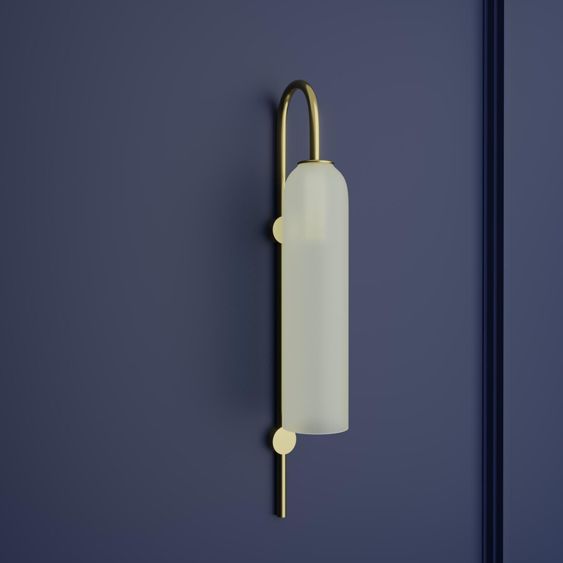 Art Deco Wall Sconce Light: Gold Stainless, Frosted Glass (3D Blender ...