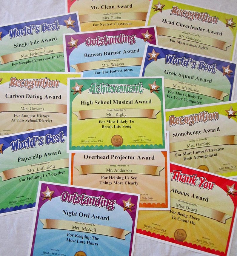 101 Funny Teacher Awards™ - Etsy