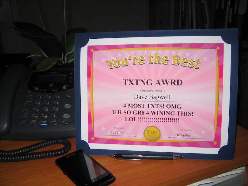 101 Funny Award Certificates - Etsy