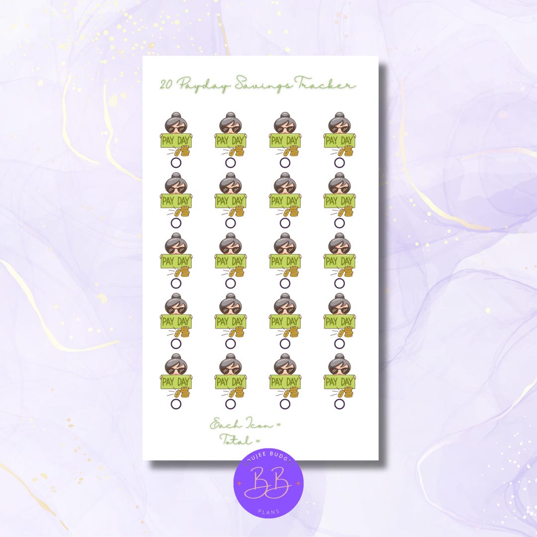 20 Payday Savings Challenge Tracker | Reusable A6 Binder Insert - Etsy