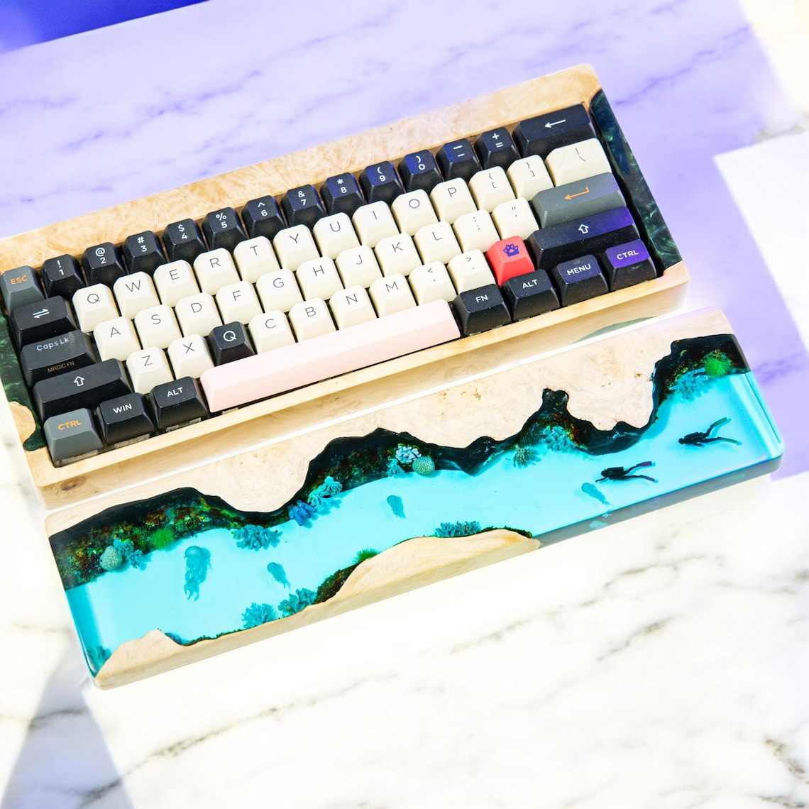 Resin and Wood Wrist Rest, Ocean Resin Wrist Rest, Custom Wrist Rest ...