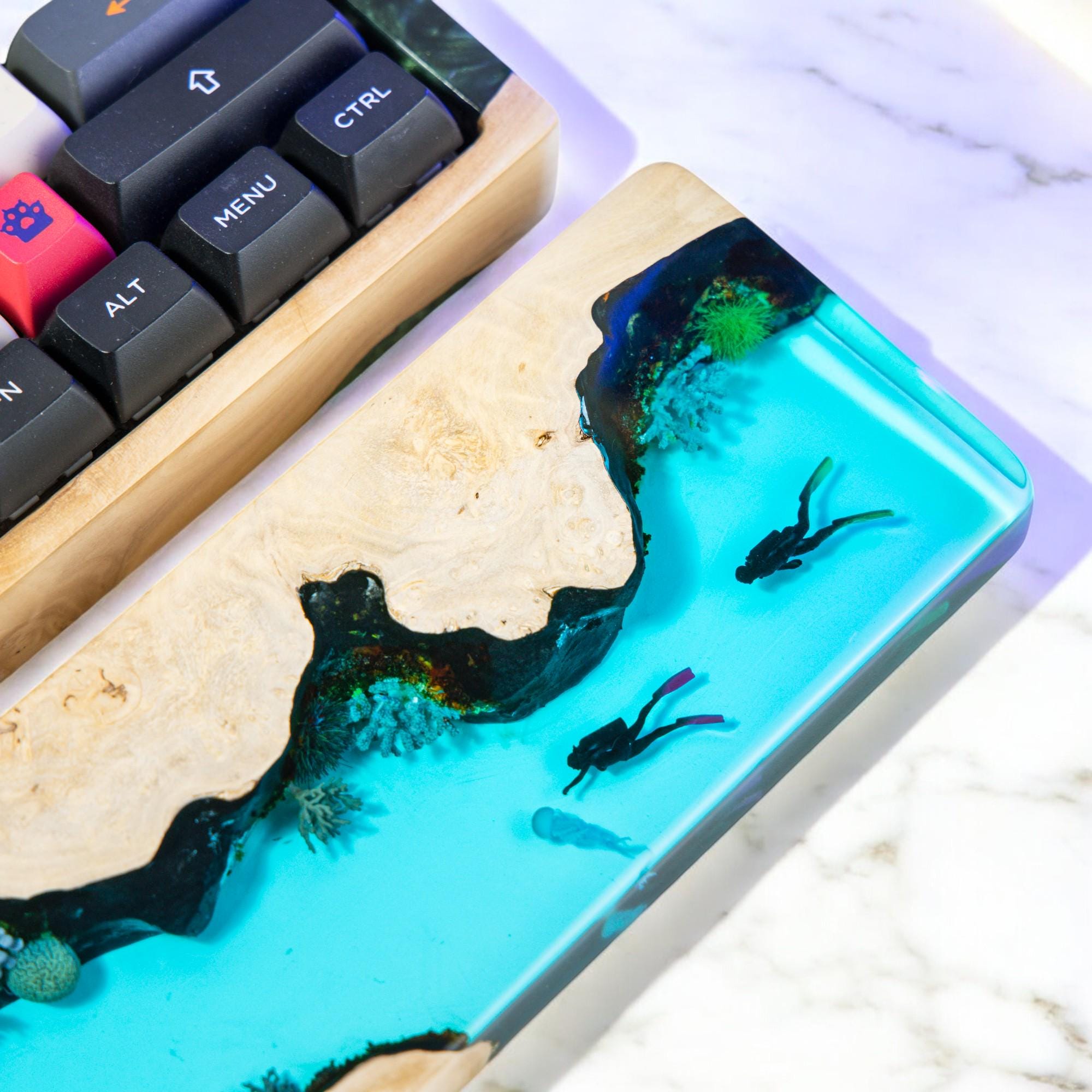 Resin and Wood Wrist Rest, Ocean Resin Wrist Rest, Custom Wrist Rest ...