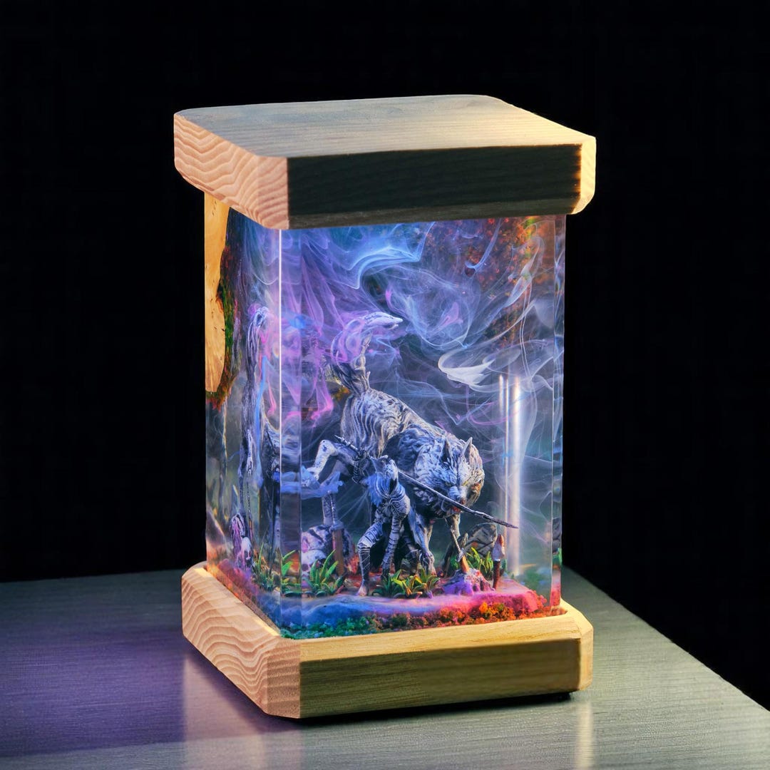 Cursed Knight Resin Lamp | Handmade Dark Warrior Night Light | Epic ...