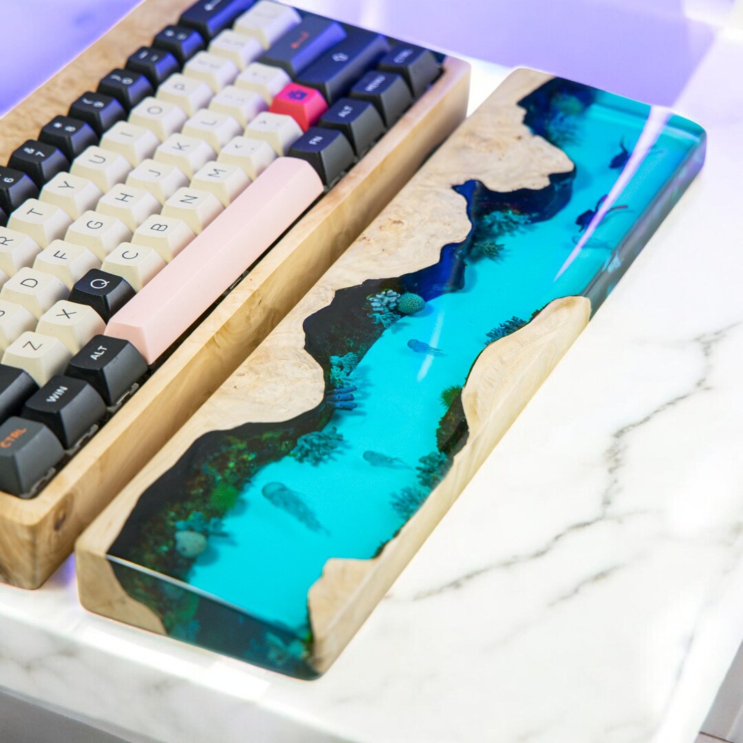 Resin and Wood Wrist Rest, Ocean Resin Wrist Rest, Custom Wrist Rest ...