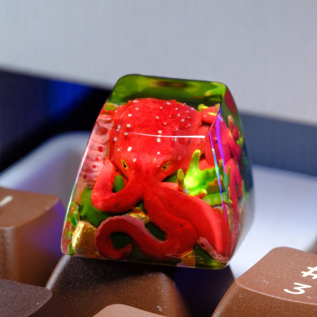 Octopus Artisan Keycap | Handmade Resin Keycap for Mechanical Keyboard ...