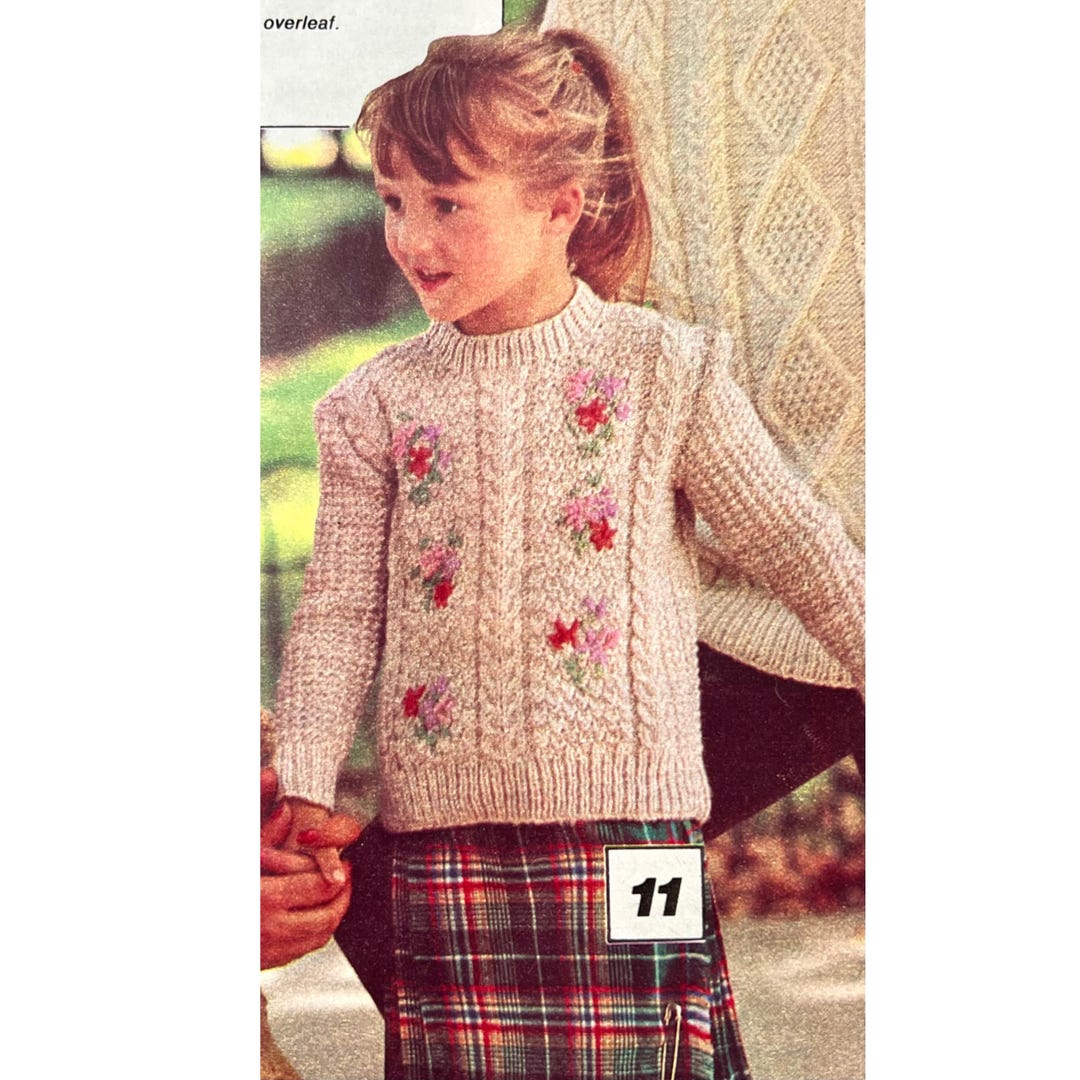Sweater for Girls - Knitting Pattern PDF Instant Download (vintage 1983 ...