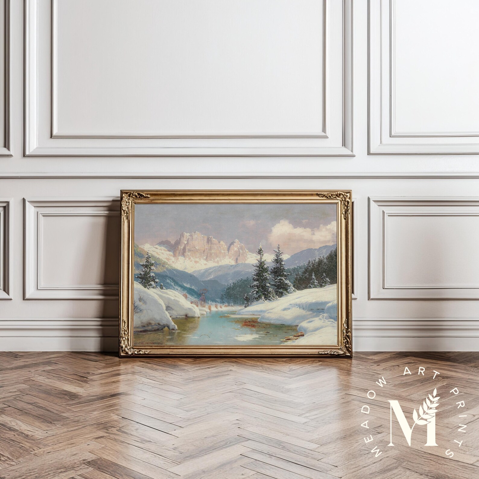 Serene Snowy Winter Landscape Art Print Digital Download | W-33 - Etsy