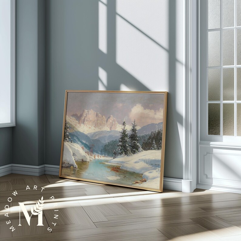 Serene Snowy Winter Landscape Art Print Digital Download | W-33 - Etsy