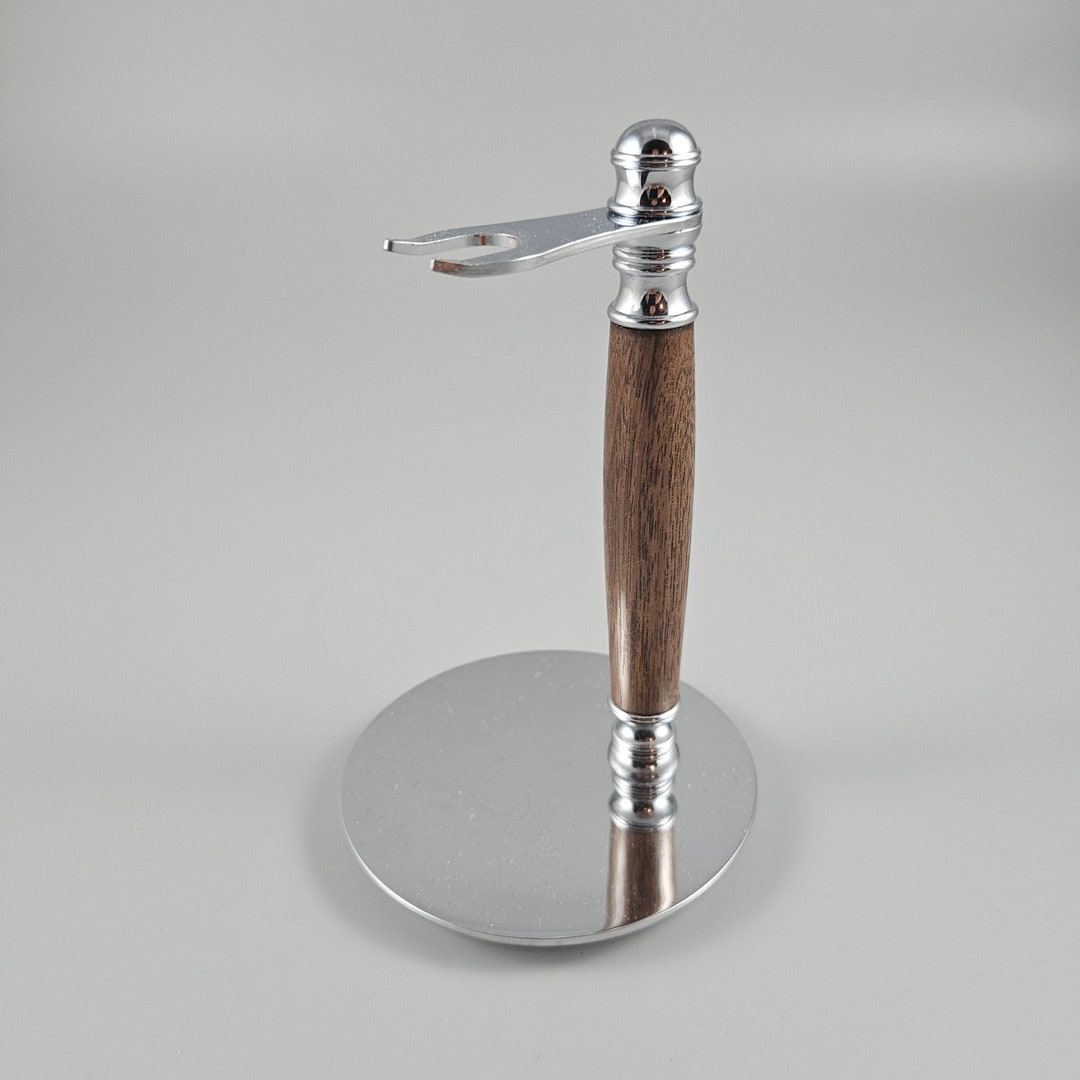 Chrome Plated Razor Stand Made From Walnut Wood - Etsy