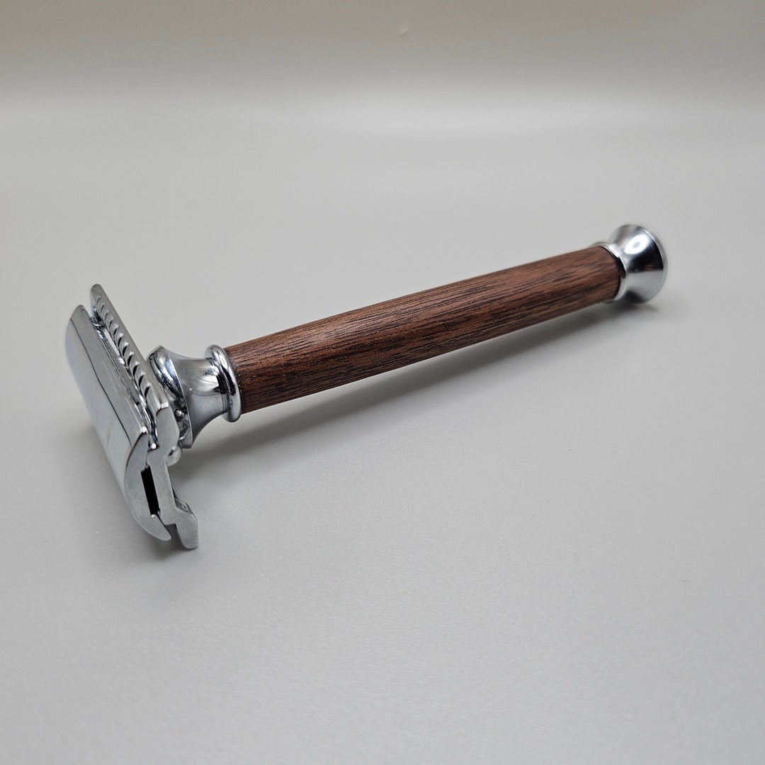 DE Safety Razor With Walnut Wood Handle - Etsy