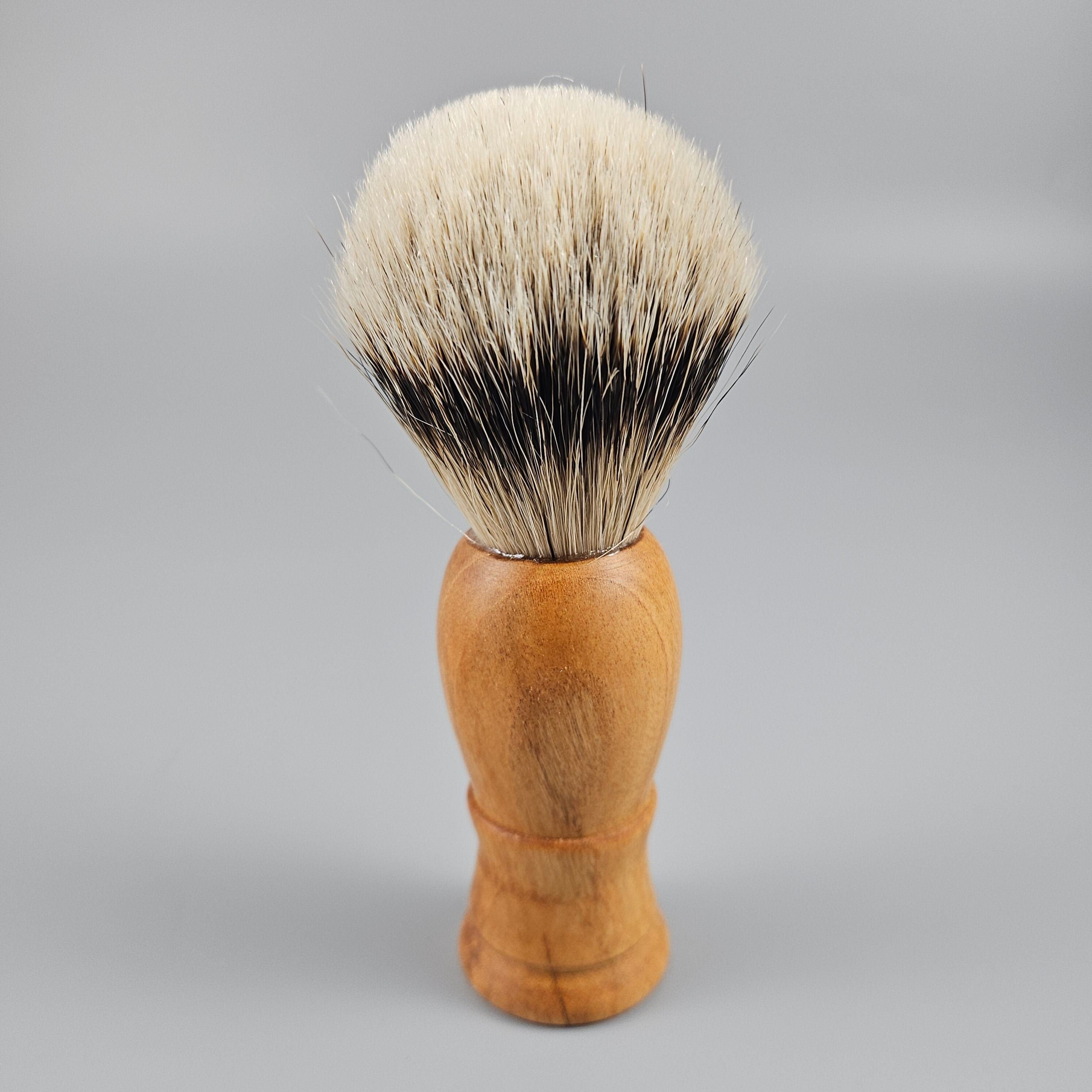 Silver-tip Badger Hair Shaving Brush With Cherry Wood Handle - Etsy
