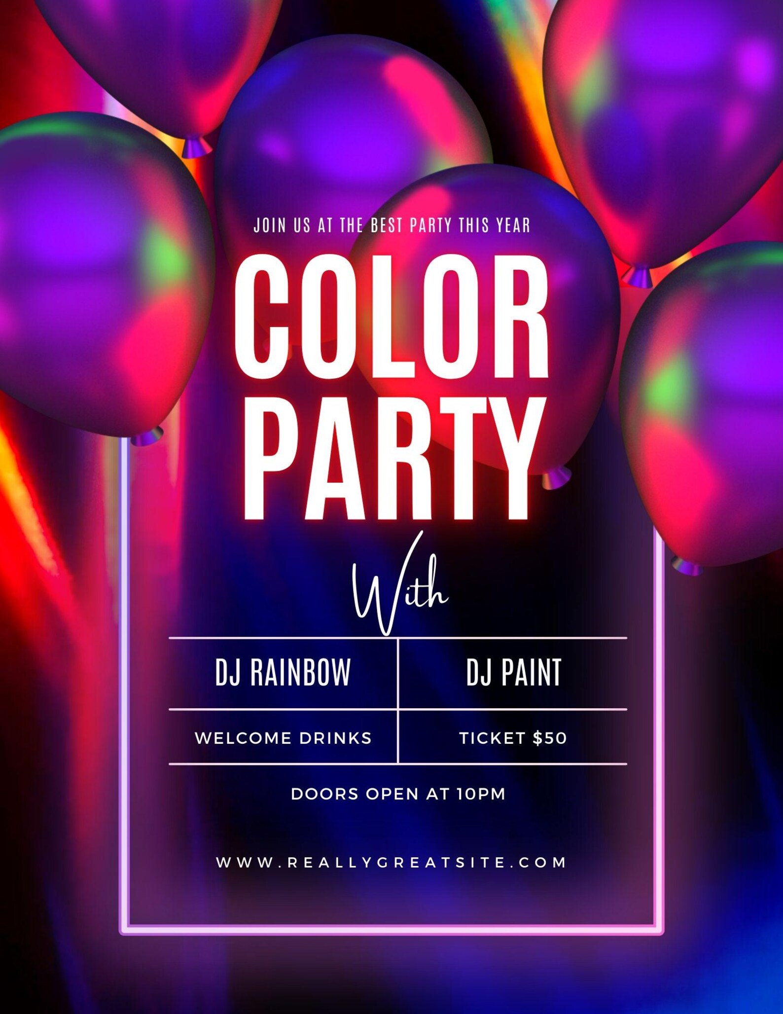 Color Party Flyer Made on Canva and Editable - Etsy