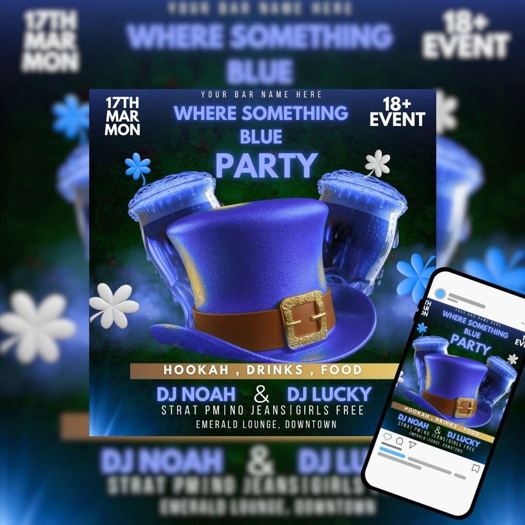 Where Something Blue Party Flyer Made on Canva and Editable - Etsy