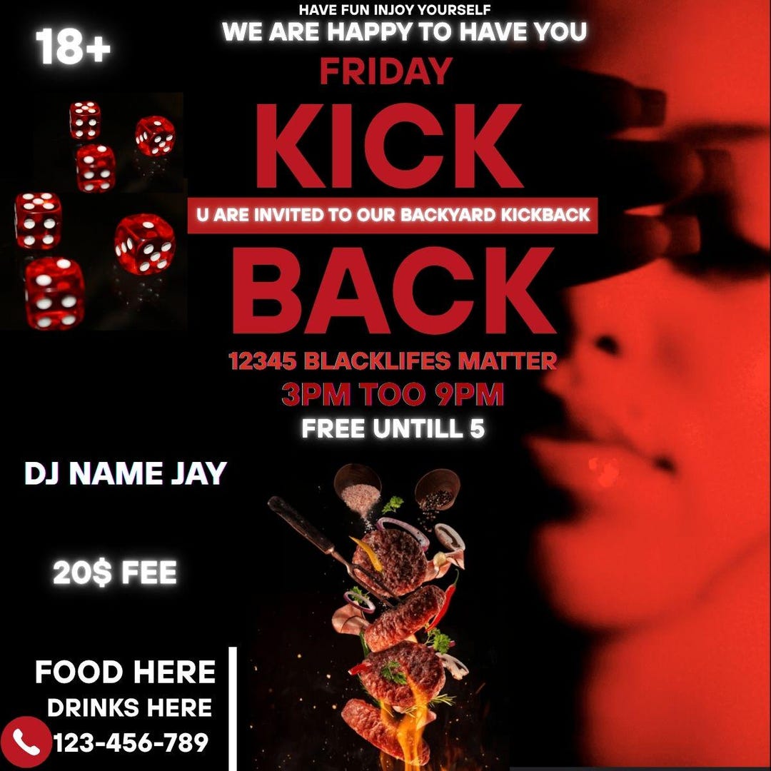 Kickback Backyard Party Flyer Made on Canva and Editable - Etsy