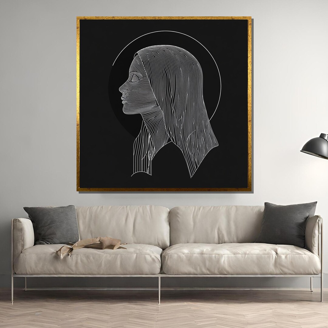 Minimalist Mary Magdalene Canvas Painting – Elegant Line Art Wall Decor ...