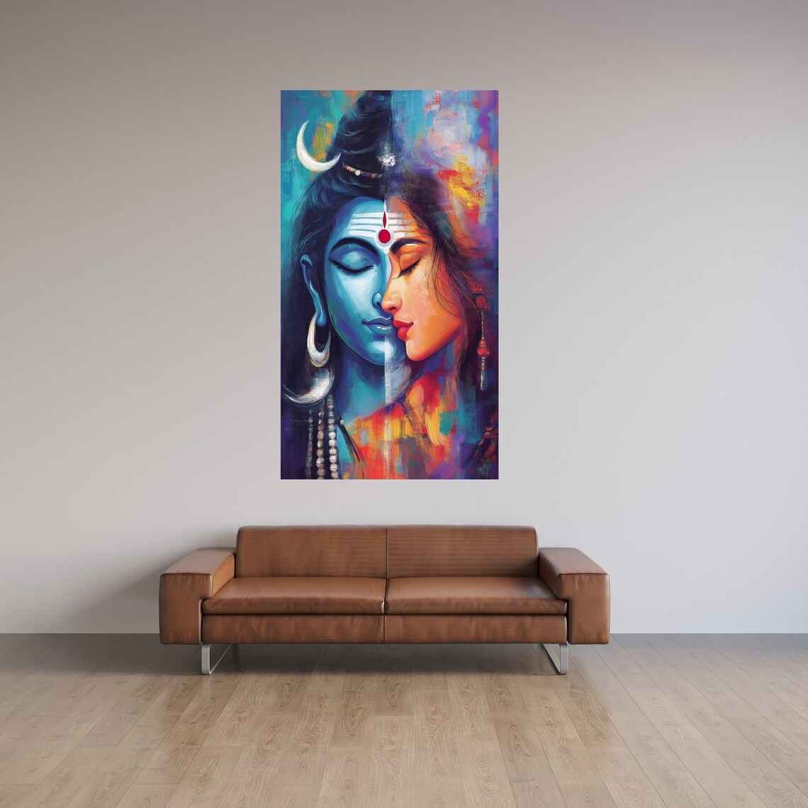 Shiva and Parvati Canvas Wall Art, Spiritual Indian Deity Painting ...