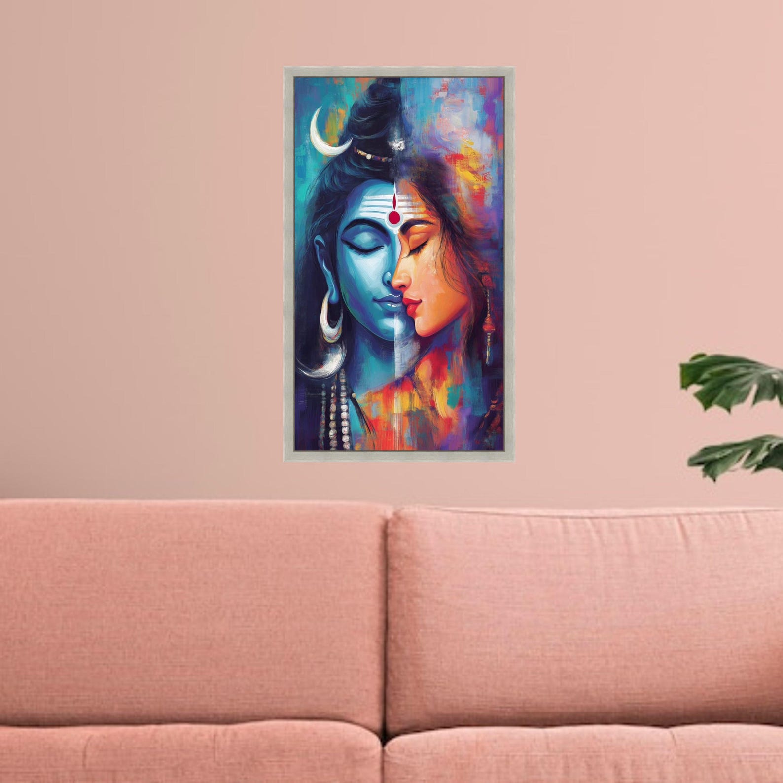 Shiva and Parvati Canvas Wall Art, Spiritual Indian Deity Painting ...