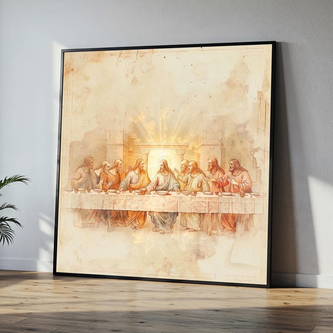 The Last Supper With Radiant Light – Sacred Religious Masterpiece ...