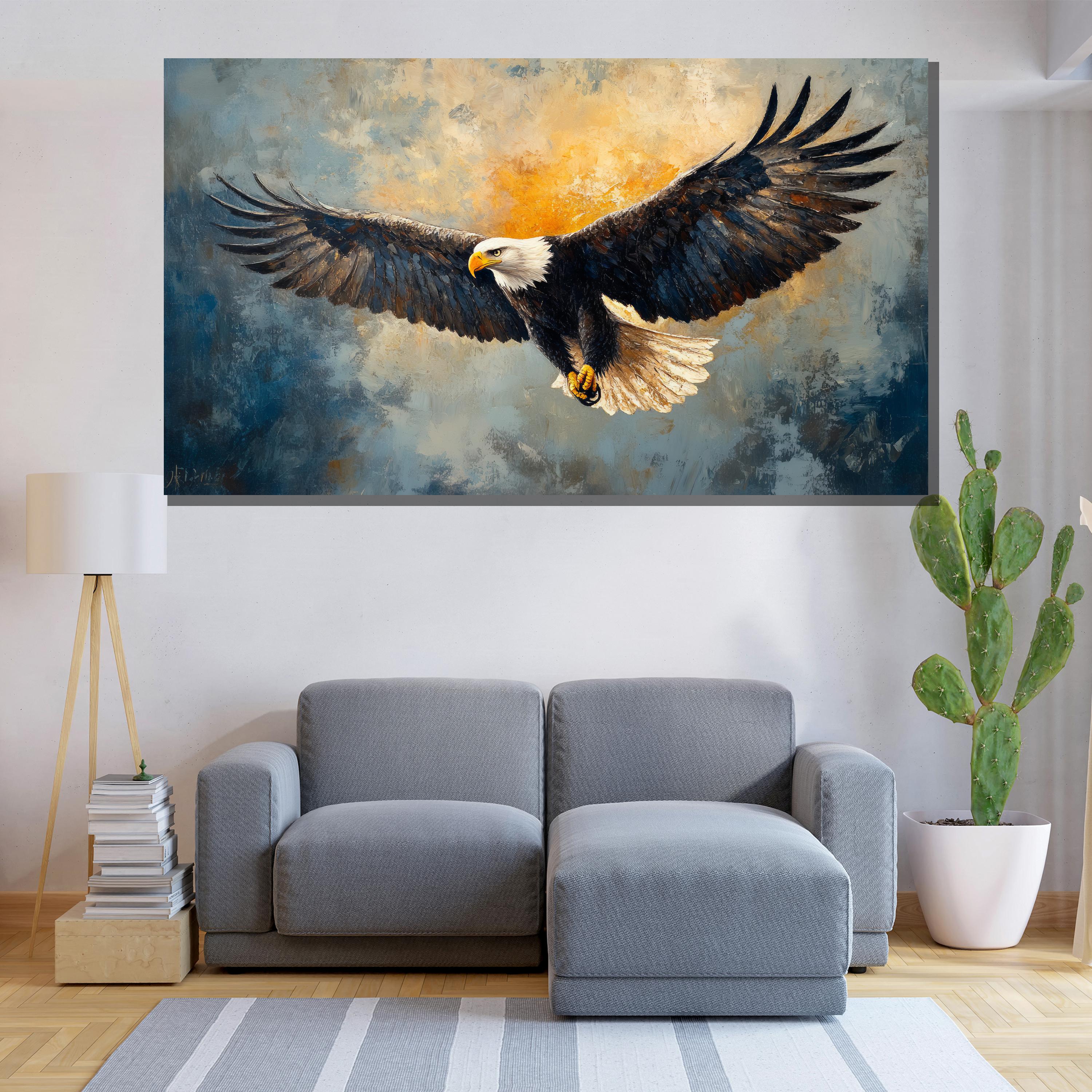 Majestic Eagle Soaring Canvas - Bold Freedom Bird Painting Wall Art - Etsy