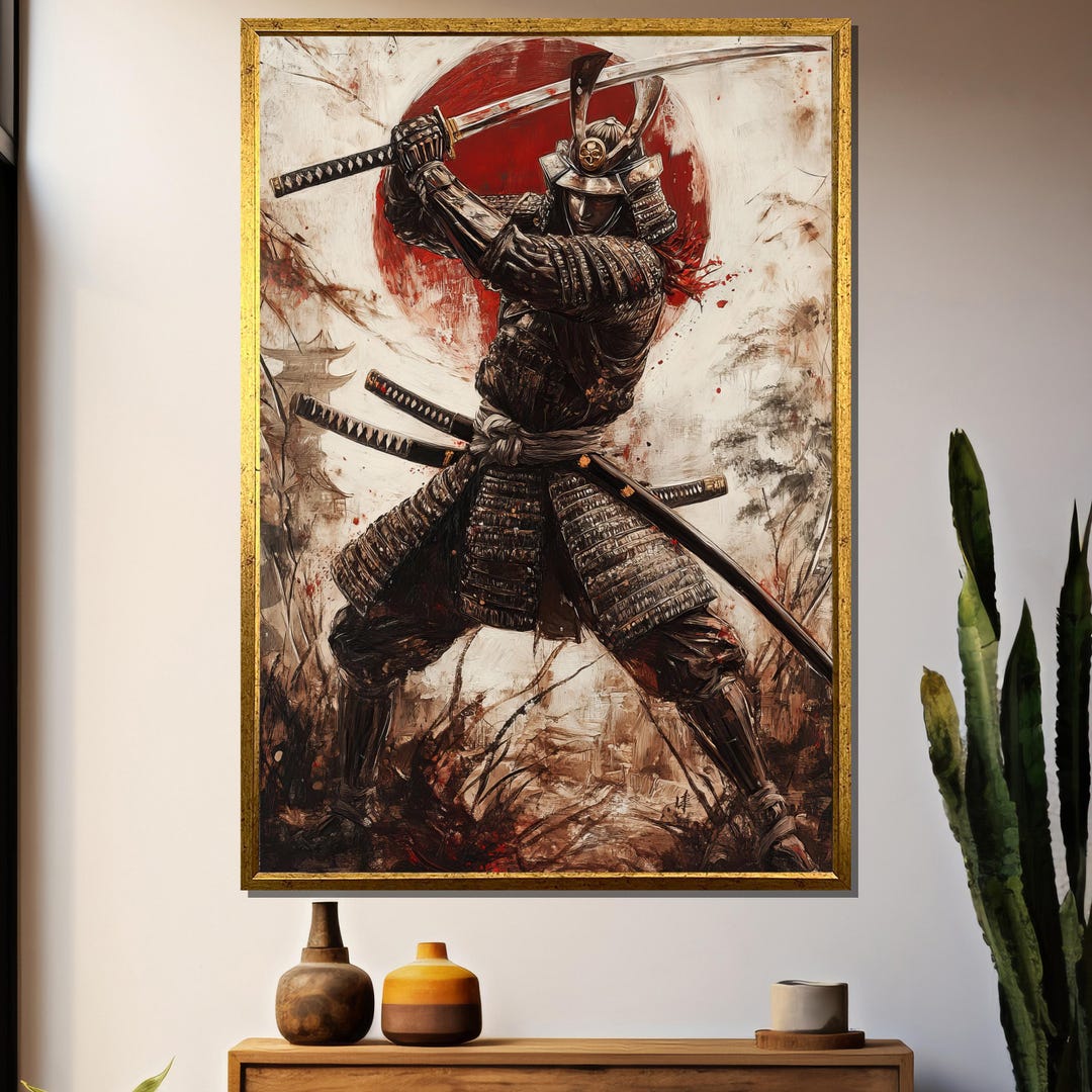Samurai Warrior Painting – Feudal Japan Art, Katana & Rising Sun - Etsy