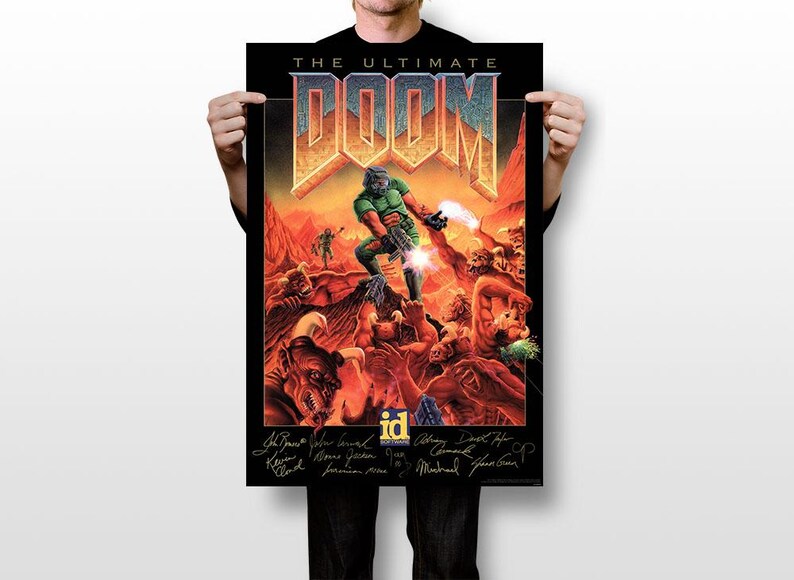Doom Game Poster 1993 – Remastered Original Art Print 20x30 | Retro ...