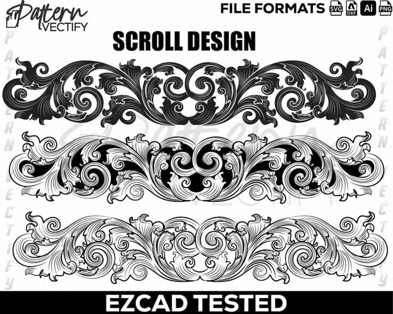 Floral Scroll Design SVG for Laser Engraving and Printing. - Etsy