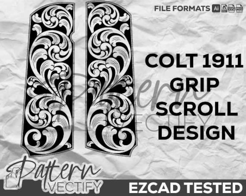COLT 1911 Grip Scroll Design Svg,vectorart,laserdesign,laserart ...