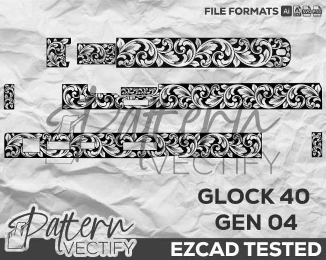 GLOCK 40 GEN 4 Scroll Design, Laser Engraving Vector (SVG, Ai, Png, Dxf ...