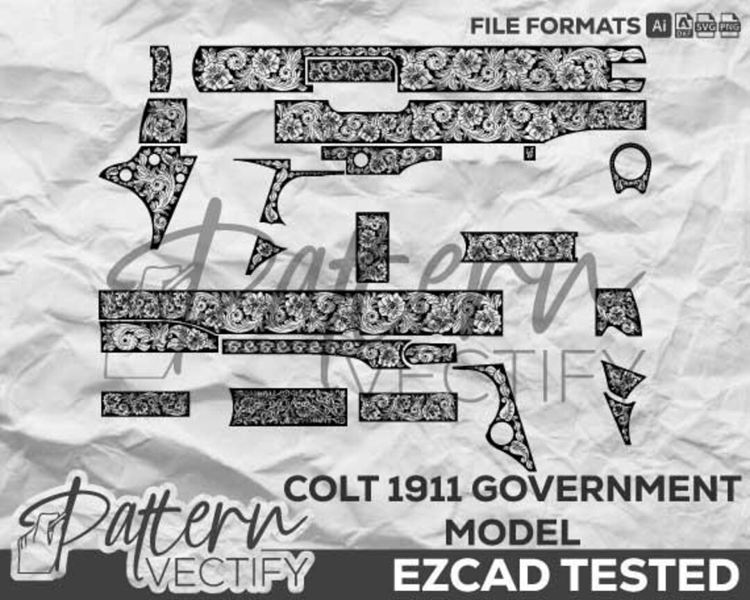 COLT Goverment 1911 Scroll Design [4], Svg,vectorart,laserdesign ...