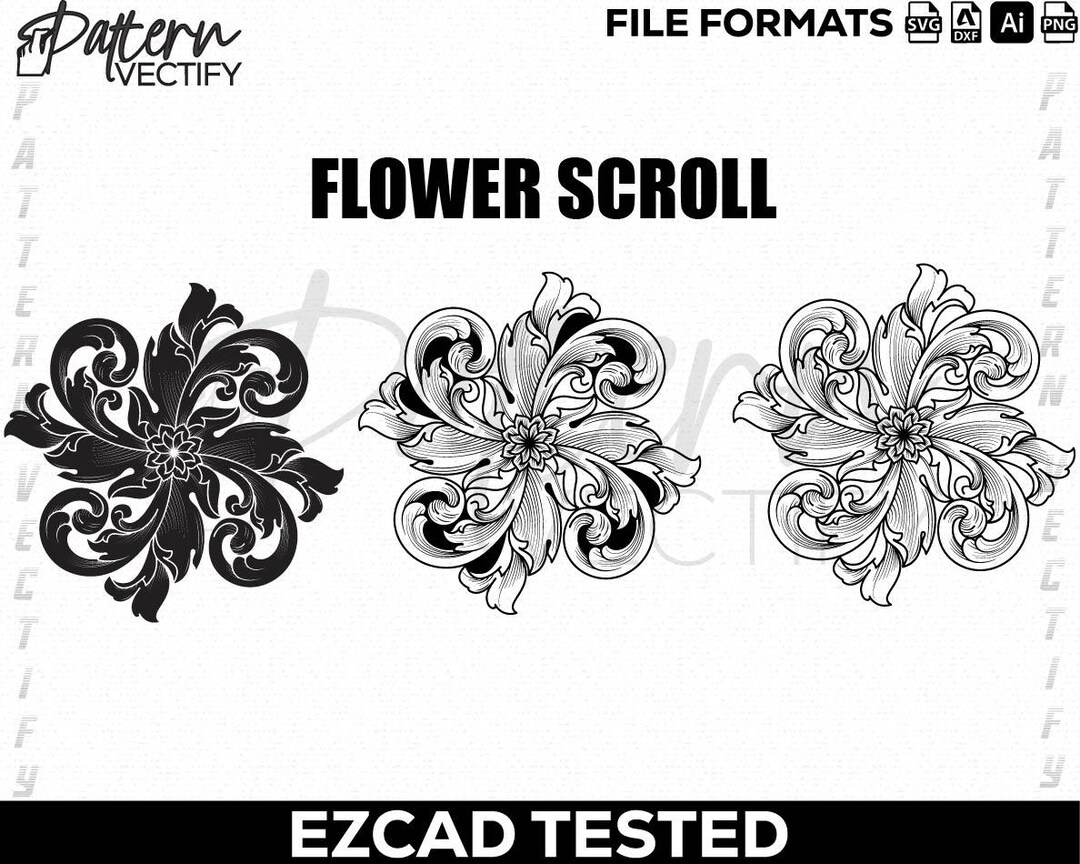 Floral Scroll Design SVG for Laser Engraving and Printing. - Etsy