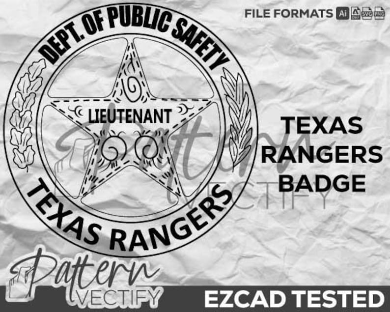 Texas Rangers Badge Svg,vectorart,laserdesign,laserart,engraving ...