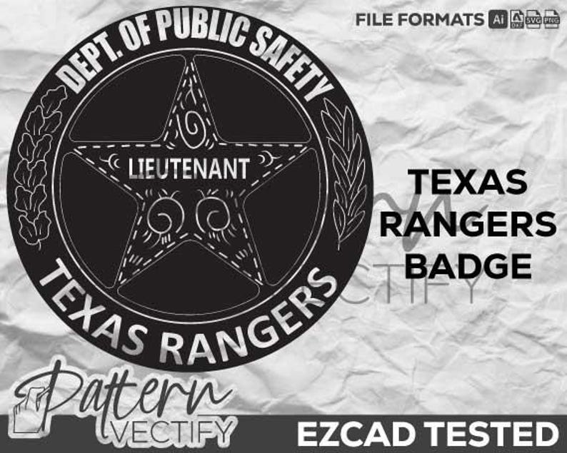 Texas Rangers Badge Svg,vectorart,laserdesign,laserart,engraving ...